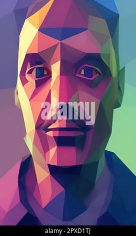 Low poly man's head 3d illustration Stock Photo - Alamy