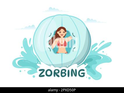 Zorbing Illustration with People Playing Bubble Bump on Green Field or ...