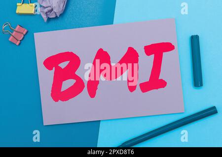 Hand writing sign Bmi, Word for Method of estimating body fat levels ...