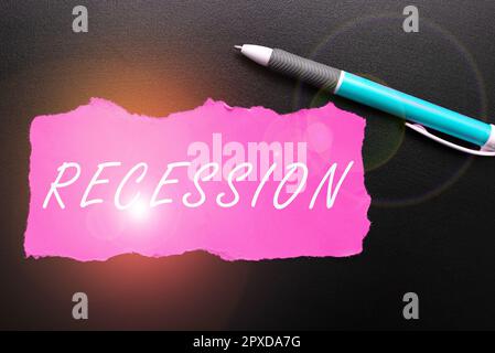 Conceptual caption Recession, Business approach the process of progressive decrease in growing ...