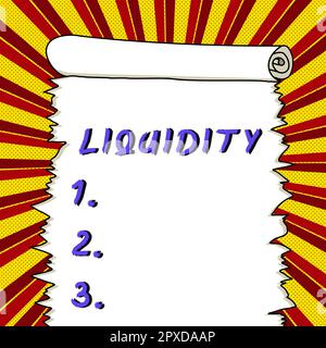 Sign displaying Liquidity. Business overview Cash and Bank Balances ...