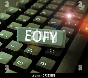 Sign displaying Eofy. Business showcase a mega sale held on an end of a ...