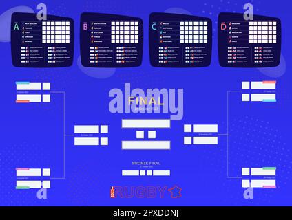 Rugby tournament bracket with flags of Final participants. Rugby ...