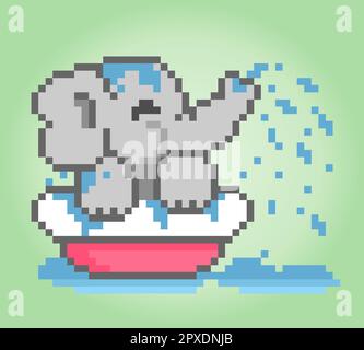 Pixel 8 bit elephant. Animal in vector illustration Stock Vector Image ...