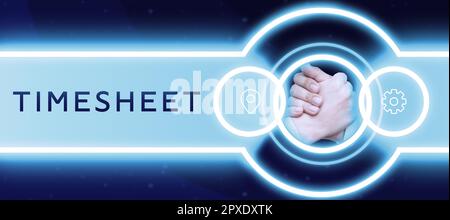 Text showing inspiration Timesheet, Word Written on graphical ...