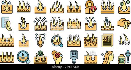 Dermatology and trichology examination set vector illustration. Cartoon ...
