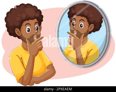 Puberty Boy Experiencing Physical Changes Illustration Stock Vector