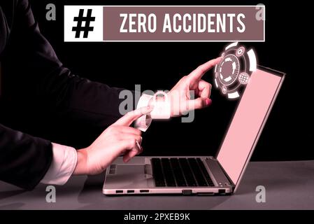 Conceptual display Zero Accidents. Business showcase important strategy ...