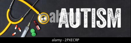 Stethoscope and pharmaceuticals on a blackboard - Autism Stock Photo ...