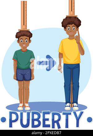 Puberty African American Boy Cartoon Character illustration Stock ...