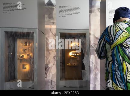Manching, Germany. 02nd May, 2023. Exhibits with head motifs are ...