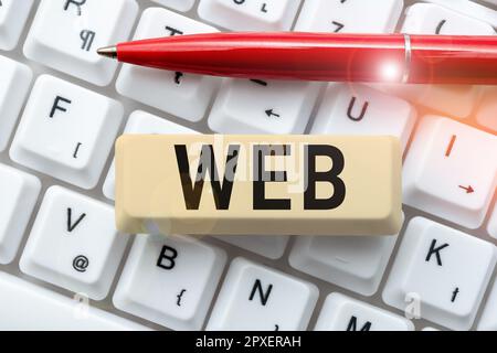 Sign displaying Web. Concept meaning a system of Internet servers that ...
