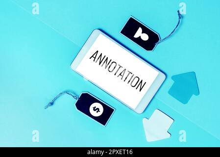 Writing displaying text Annotation. Business showcase note added by way ...