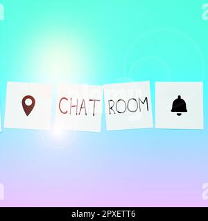 Writing displaying text Chat Room, Business overview area on the ...