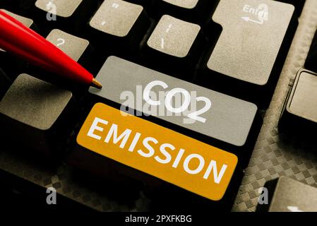 Text sign showing Co2 Emission, Conceptual photo Releasing of ...