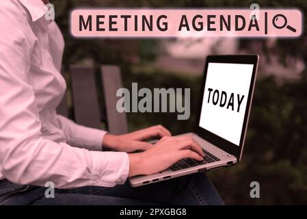 Sign displaying Meeting Agenda, Business idea An agenda sets clear ...
