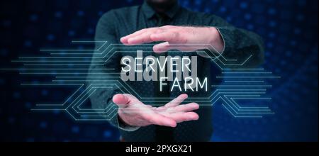 Hand writing sign Server Farm. Business approach a group of computers ...
