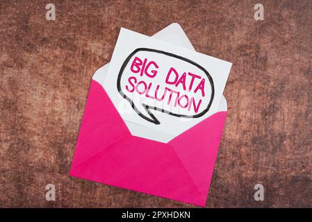 Handwriting text Big Data Solution. Conceptual photo Extracting value from huge volumes of a ...