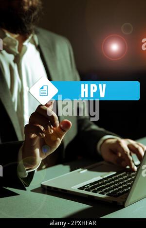 Hand writing sign Hpv, Word Written on Group of viruses that affect ...