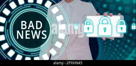 Inspiration showing sign Bad News. Concept meaning unwelcome thing or ...