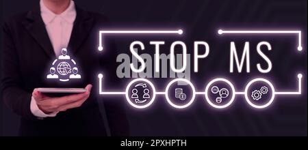 Conceptual display Stop Ms, Word Written on prevent disease marked by ...