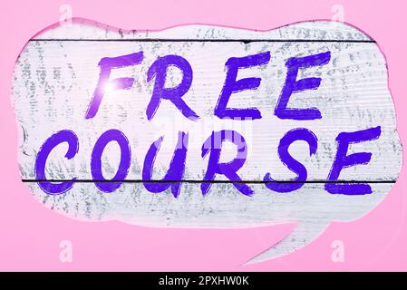 Hand writing sign Free Course. Business concept series of lessons or ...
