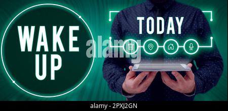 Word writing text Wake Up And Be Awesome. Business concept for Rise up ...