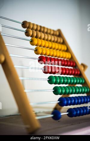 Multi-colored abacus for teaching children isolated on white background ...