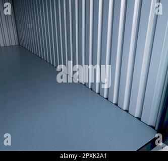 A shipping container with open doors and a locking mechanism on an ...