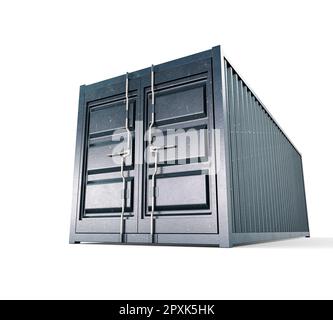A shipping container with shut doors and a locking mechanism on an ...