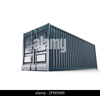 A shipping container with shut doors and a locking mechanism on an ...