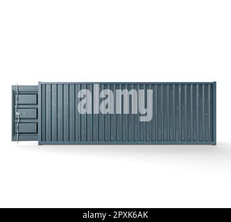 A shipping container with open doors and a locking mechanism on an ...