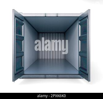 A shipping container with open doors and a locking mechanism on an ...