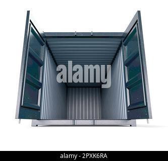 A shipping container with open doors and a locking mechanism on an ...