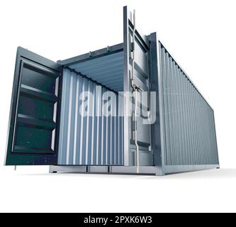 Empty shipping Container with open doors - 3d Rendering Stock Photo - Alamy
