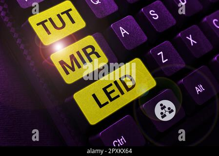 Sign displaying Tut Mir Leid. Business overview asking forgiveness for ...