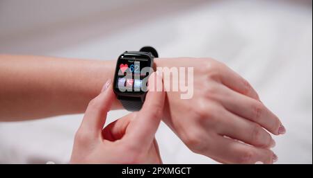 Smart Watch Showing Heartbeat Monitor On Man's Hand Stock Photo - Alamy