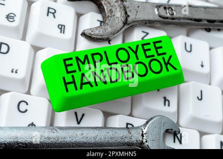 Hand writing sign Employee Handbook. Concept meaning Document that ...