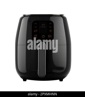 Modern deep fryer on table near color wall Stock Photo - Alamy