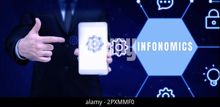 Conceptual caption Infonomics, Word Written on visual image used to ...