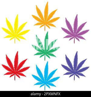Marijuana leaf colored in all colors of the rainbow Stock Photo - Alamy