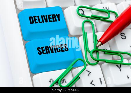 Hand writing sign Delivery Services, Business idea the transport of ...
