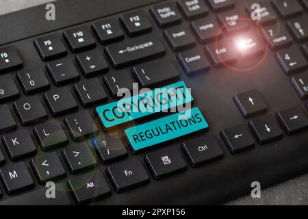 Handwriting text Copyright Regulations. Concept meaning body of law ...