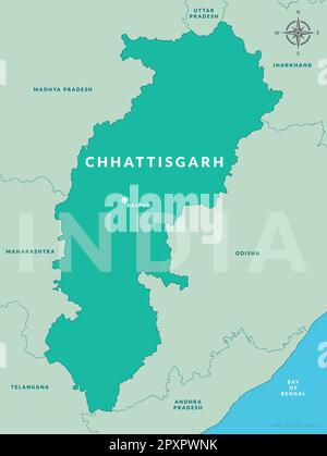 Raipur City (Republic of India, Chhattisgarh State) map vector ...