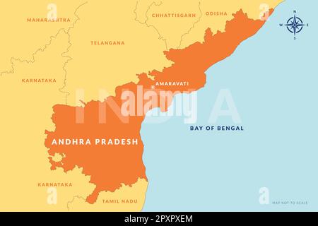 map of Andhra Pradesh state of India and location on Indian map Stock ...