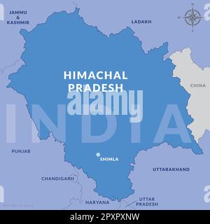 Shimla district (Himachal Pradesh State, Republic of India) map vector ...