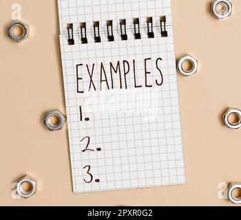 Text caption presenting Examples, Business idea photo Sample Model to ...