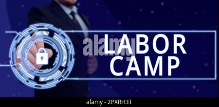 Handwriting text Labor Camp. Conceptual photo a penal colony where ...