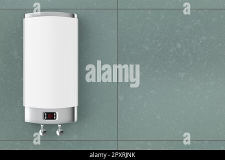 Electric storage water heater in the bathroom, front view Stock Photo ...