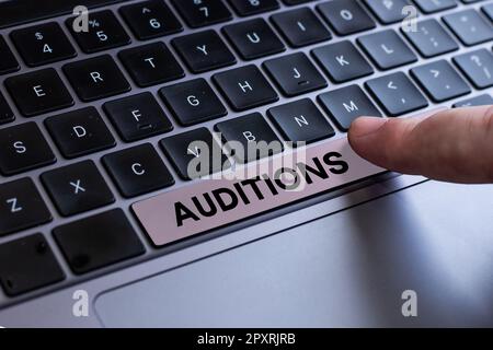 Hand writing sign Auditions. Conceptual photo a trial performance to ...